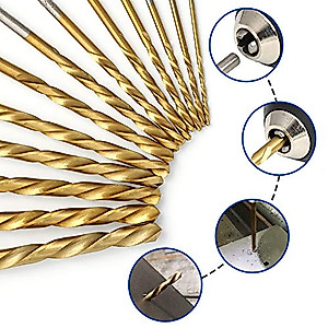 COMOWARE Left Hand Drill Bit Set, 13 Piece | M2 HSS with Titanium Nitride Coating | SAE (1/16" - 1/4")