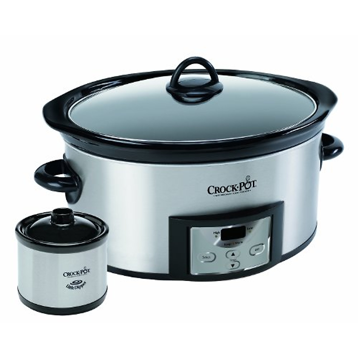 Crock-Pot 6-Quart Countdown Programmable Oval Slow Cooker with Dipper, Stainless Steel, SCCPVC605-S