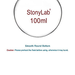 StonyLab Glass 100 ml Long Neck Round Bottom Flask, Borosilicate Glass Heavy Wall Round Bottom Boiling Flask RBF with Long Neck, 100ml
