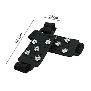 Snow Traction Cleats, Ice Cleats Crampons Traction Snow Grips for Boots Shoes, Non-Slip Outdoor Sports Shoe Crampons Ice Grip for Ice Snow, Winter Hiking Climbing Ice Fishing Black