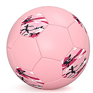 PP PICADOR Soccer Ball Size 4, Kids Soccer Balls for Youth Girls Boys Child Teen Age 4-8 8-12 Outdoor Training Gift with Pump(Camouflage Pink)