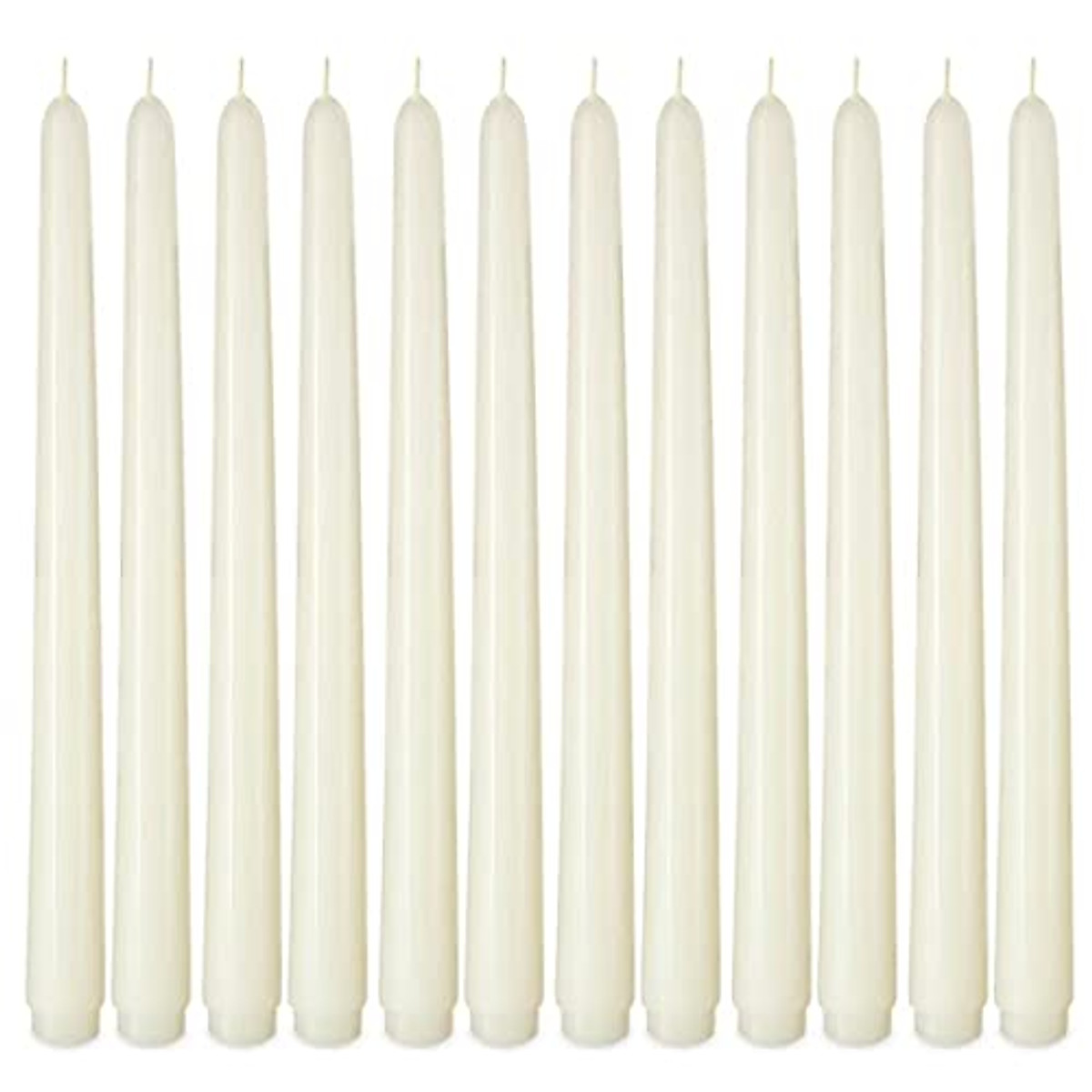 10 Inch Ivory Taper Candles, 12 Pack Unscented Candlesticks for Dinner, Wedding, Christmas, Seasonal Celebration and Home Decoration