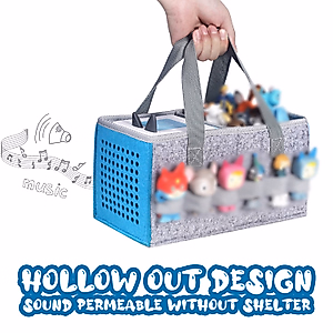 GISEO Carrying Case for Tonies Starter Set & Storage Bag for Tonies Figurine, Felt Cloth Musical Toy Folding Bag for Kids Toniebox Accessories Travel Carrying Bag with Handle for Toniebox Blue