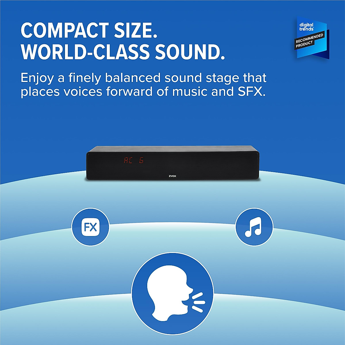 ZVOX AccuVoice AV157 Dialogue Clarifying Soundbar - Patented Hearing Technology with Voice Boost, Ultimate Low-Profile TV Speakers Soundbar, Perfect for Home Theater and Smart TV - Espresso