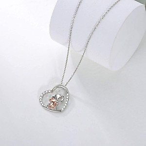 PROESS Elephant Necklace Lucky Daughter Pendant Necklace Sterling Silver I Love You Heart Jewelry for Women