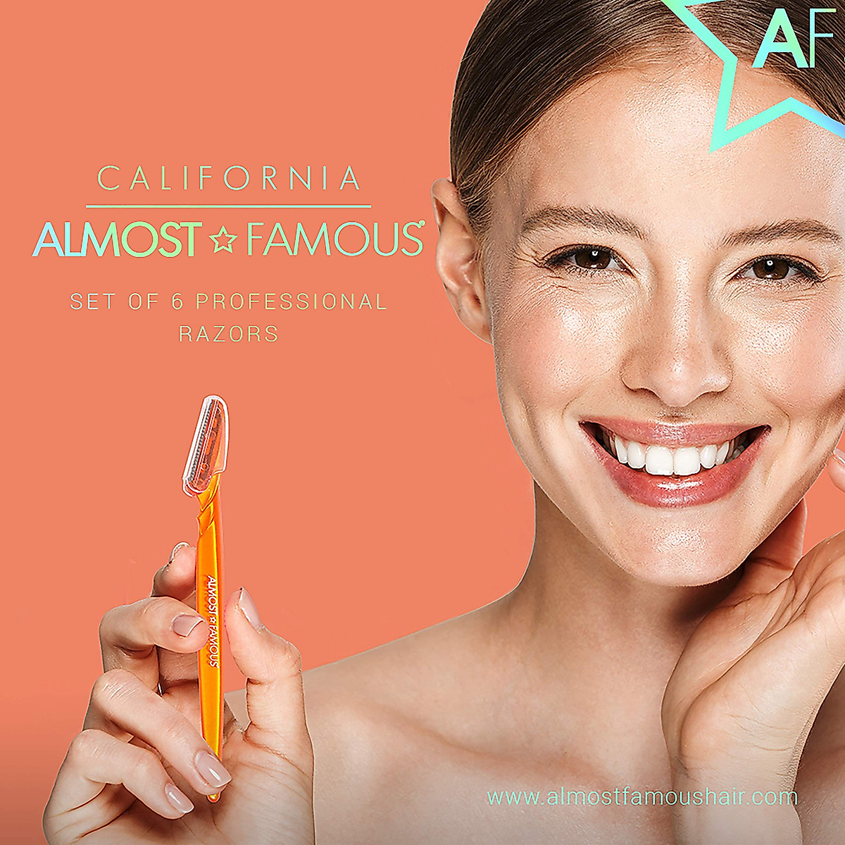 Almost Famous Face Exfoliator Beauty Razors For Face Hair Removal for Women, Orange (Pack of 6)
