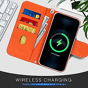 FYY Compatible with iPhone 12 Case/iPhone 12 Pro Case, [Kickstand Feature] Luxury PU Leather Wallet Case Flip Folio Cover with [Card Slots] and [Note Pockets] for iPhone 12/12 Pro 5G 6.1" Rose Gold