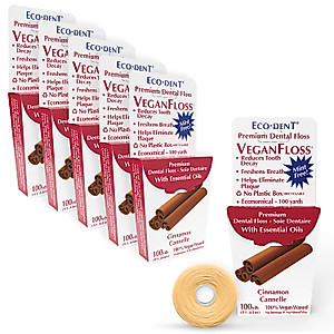 Eco-Dent Cinnamon Floss, 100 Yards Pack of 6