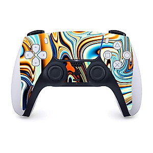 ITS A Skin Skins Compatible with Sony Playstation 5 Console Disc Edition - Protective Decal Overlay Stickers wrap Cover - Blue Orange Psychadelic Oil Slick