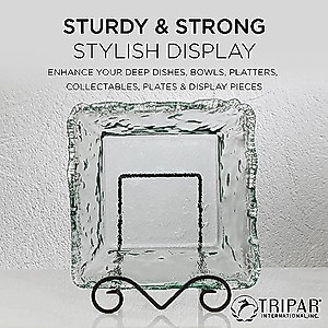 TRIPAR 9" Large Black Metal Scroll Display Rack Easel for Bowls, Platters, Cookbooks, Plates, and Artwork