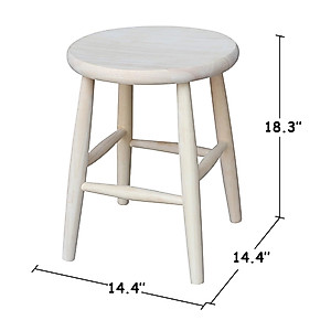 International Concepts 1S-818 18-Inch Scooped Seat Stool, Unfinished