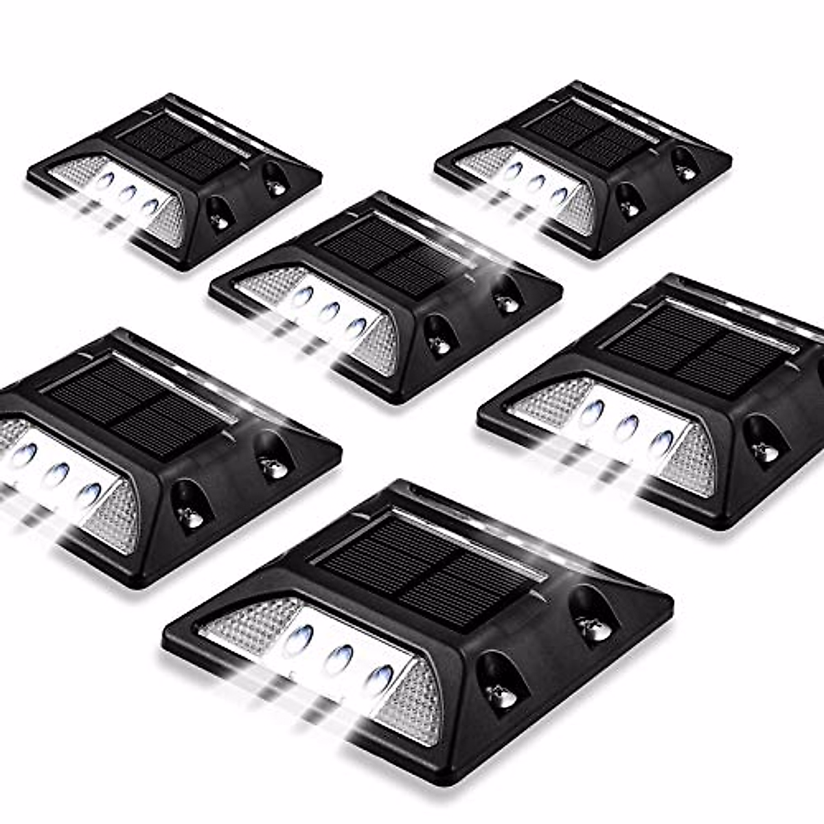 Solar Deck Lights, UNIFUN Driveway Outdoor LED Lights,Solar Powered Waterproof Road Markers for Step, Sidewalk,Stair, Garden Ground,Pathway Yard(6PACK)