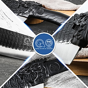 XYJ Authentic Since 1986,Vegetable Chopping Knife,Slice Chef Knives With Carry Bag,Holder,Whetstone,Slaughter Butcher Knife For Kitchen Camping Chopper,Full Tang,High Carbon Steel (8.5 Inch)