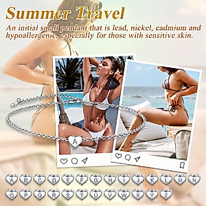 Suplight Sterling Silver Anklets for Women Dainty M Initial Heart Ankle Bracelets