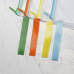 Kinhshion Zipper Pouch Set of 12 PVC Zipper Bags with Name Card Clear Zipper Pouch A4 Plastic Organizer Bag Zipper Folder Bag Cosmetic Bags Travel Storage Bags 4 Colours