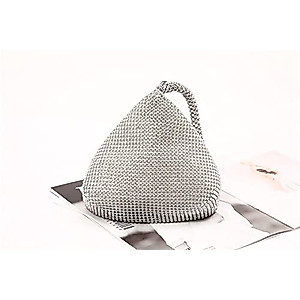 seropian Women's Evening Bag Sparkly Rhinestone Purse Ladies Triangle Designer Clutch Bag for Prom Party Wedding (Sliver)
