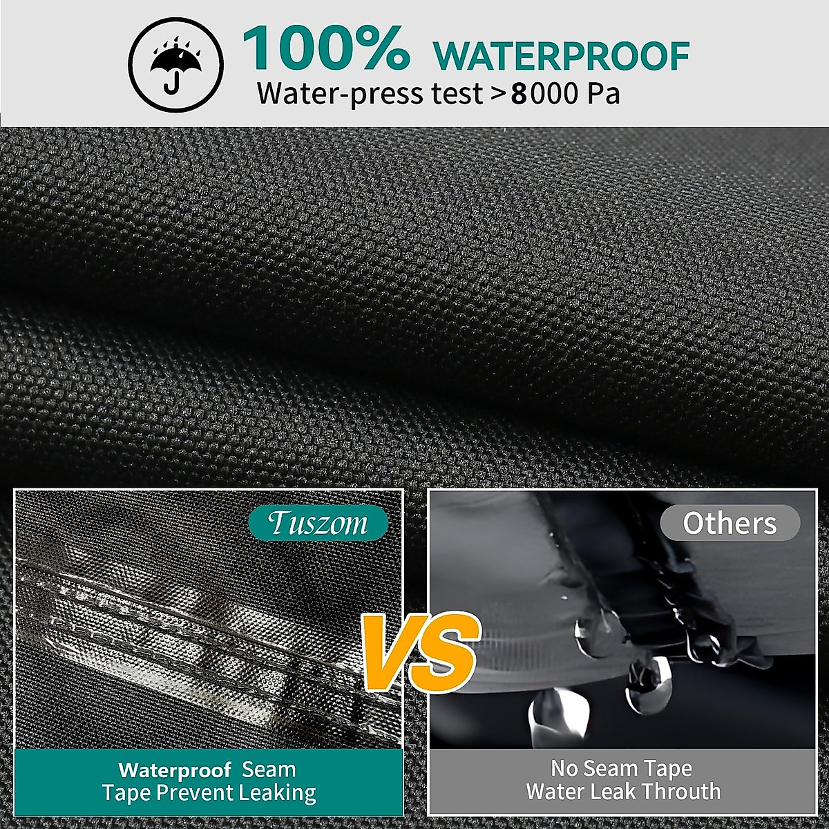 Tuszom 100% Waterproof 900D Solution-Dyed Boat Cover with 17 Windproof Straps Fits V-Hull, Bass Boat, Runabout, Fishing Boat, Ski Boat, 20' - 22' L, UP to 100" W