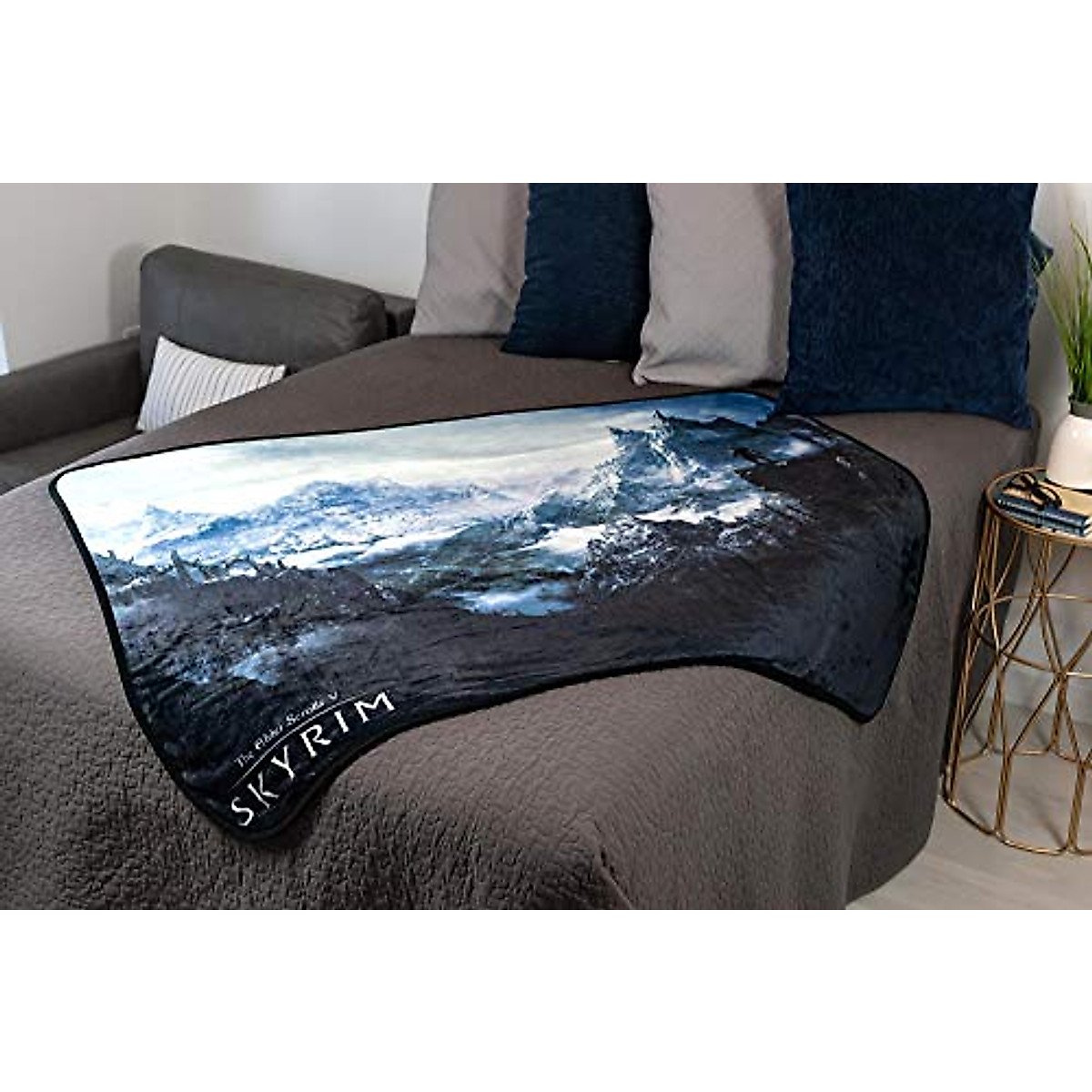 JUST FUNKY The Elder Scrolls Skyrim Video Game Fleece Throw Blanket | Skyrim Soft Blankets and Throws | Official The Elder Scrolls Skyrim Throw Blankets | Measures 60 x 45 Inches