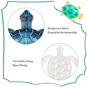 YIYA Metal Sea Turtle Wall Decor Sea Turtle Wall Art Decor for Home Bedroom Living Room Office Garden Fences Aquarium Ocean Wall Decoration, Blue