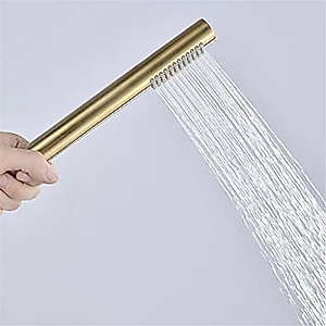 Brass Round Handheld Shower Head Brushed Gold Finish Shower Set Adjustable Wall Holder Handheld Water Saving Bath Shower Kit