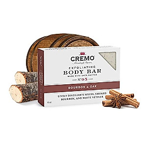 Cremo Bourbon & Oak Exfoliating Body Bars (3-Pack) - A Sophisticated Blend of Distiller’s Spice, Fine Bourbon and White Oak