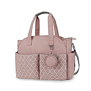 Lmbabter Diaper Bag Tote with Changing Station Upgrade Multi-Function Baby Bag with Adjustable Shoulder Strap (Pink)