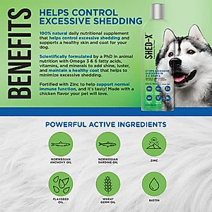 Shed-X Liquid Dog Supplement, 32oz – 100% Natural – Helps Dog Shedding, Fish Oil for Dogs Supports Skin & Coat, Dog Oil for Food with Essential Fatty Acids, Vitamins, and Minerals