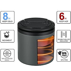 40oz Insulated Food Jar-Say Goodbye to Spills&Cold Meals|Ultimate Airtight Leak-Proof Lid Thermo for Hot Food, Wide Mouth Soup Thermos Lunch Box Container Adults|Stainless Steel with Folding Spoon