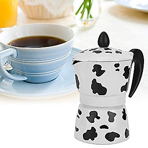 Dpofirs Aluminium Coffee Pot - Coffee Maker - Milk Cow Color Moka Pot - for Home,Office Coffee(3 cups milk cow color 150ML)