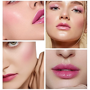 HOSAILY 2Pcs Blush Rouge Color Changing Blusher for Cheek and Lip, Magic Lip Balm Multi Use Cream Liquid Blush Gel Transparent Color Changing Blush Lip Gloss Long Lasting Glossy Shiny Blush Makeup