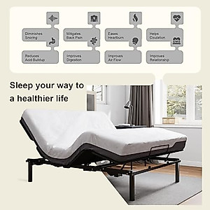 GOLDORO Queen Size Adjustable Bed Frame, Electric Bed Base, Wireless Remote Control, Whisper Quiet Durable Motor, Independent Head and Foot Incline, Adjustable Leg Heights