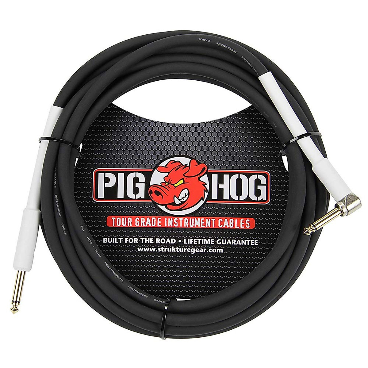 Pig HOG 18.6' Feet High Performance Instrument Cable Black, Straight-Angeled (2-Pack)