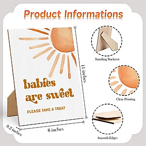 Babies are Sweet Take a Treat Sign Baby Shower Sign-8×11 Inches, Here Comes The Sun Wooden Game Sign, Gender Neutral Tabletop Decor for Gender Reveal Party, Baby Shower Decoration-LA34