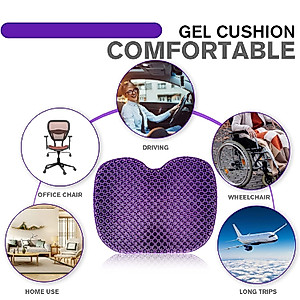 Aiouarc Gel Seat Cushion for Long Sitting, Breathable Honeycomb Design, Pressure Relief for Back, Sciatica, Tailbone Pain - Office Chair Cushion, Wheelchair Cushion, Car Seat Cushion, Chair Pad