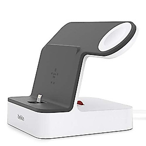 Belkin 2-In-1 Iphone & Apple Watch Charging Dock - Powerhouse Charging Station + Apple Watch Charging Stand - Designed For Iphone 6/7/8/X/Xs/Xr/Xs Max, Apple Watch Series 4, 3, 2, & 1