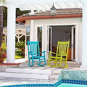 Shine Company Vermont Rocking Chairs, Outdoor Front Porch Rocker Set of 2, Lime