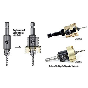Amana Tool - 55276 Replacement Carbide Tipped Countersink with Slow Spiral HSS M2 Drill Fo