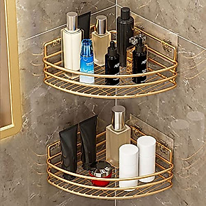 Vytaco flower Bathroom Storage (2 Pack) Shelf Shampoo Holders Wall Mounted Shower Caddies Corner Shelf Towels Storage Racks, No Drilling Stainless Steel Bathroom Shower Storage Basket
