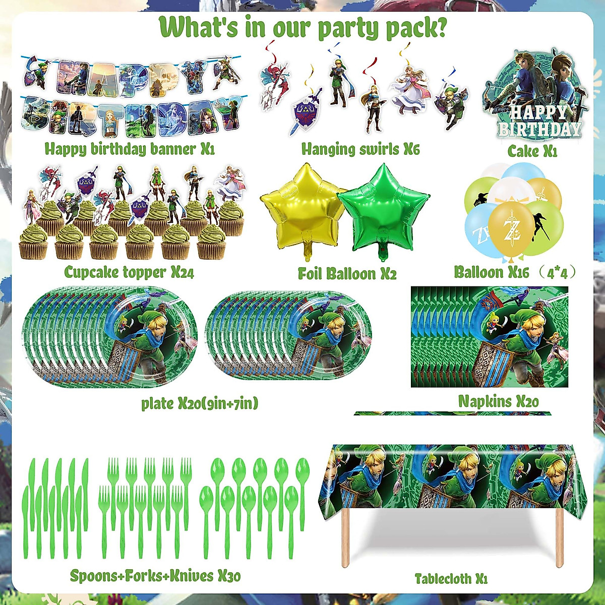 Legend Birthday Party Decorations, Legend Party Supplies Set Include Banner, Hanging Swirls, Tablecloth, Tableware, Balloons, Cake Toppers, Legend Party Favors