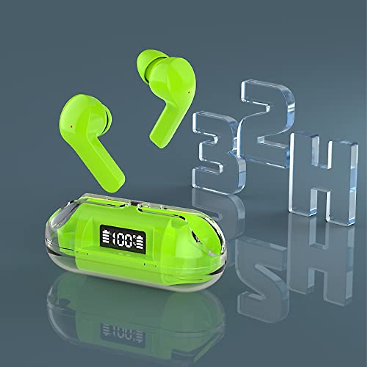 Sport Bluetooth 5.3 Headphones, Wireless Earbuds with Dual LED Battery Display 30Hrs Playtime, IPX7 Waterproof Wireless Headphones with Earhooks, Built-in Mic Earphones for Gym