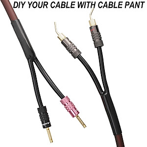 Neutrual Cable Pants, Cable Jacket Speaker Wire Pants Y Boot 9MM 2-Conductor (⌀9MM-2x 3.5MM 8PACK Black) Dressing Up/Protecting/DIY Your Speaker Cables, DIN to RCA Cables