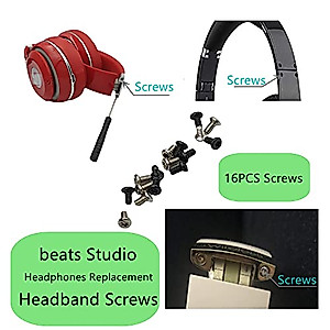 Studio 3 Headband Screws Replacement for Beats Studio 3 Headband Replacement,Beats Studio 1.0, Beats Studio 2 Headband Screws 16pcs (8pcs Black+8pcs Silver)