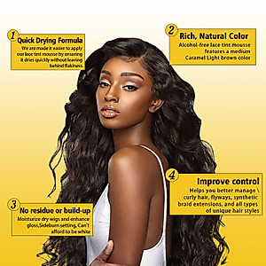 6.8 fl oz Lace Tint Melting Hair Mousse for Women Wigs Tool Set Toupees and Hairpieces Natural Finishing Lace Color (Light Brown)