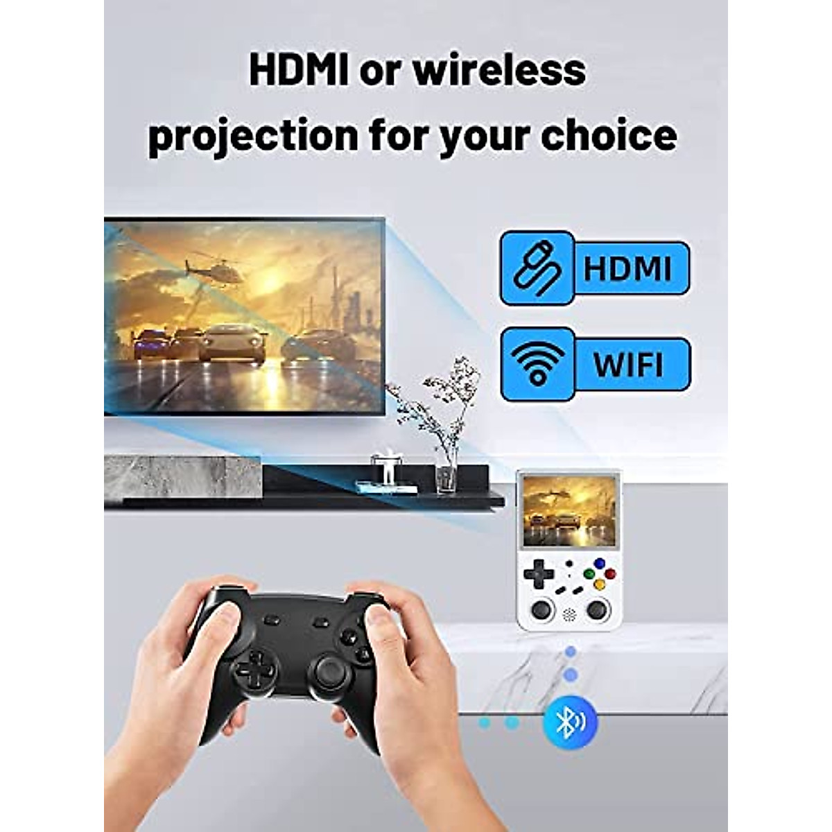 RG353V Handheld Game Console Support Dual OS Android 11+ Linux, 5G WiFi 4.2 Bluetooth RK3566 64BIT 64G TF Card 4450 Classic Games 3.5 Inch IPS Screen 3500mAh Battery (Anbernic RG353V White)