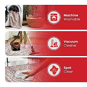 nuLOOM Mae Tribal Motif Machine Washable Ultra Thin Area Rug, 9' x 12', Peach