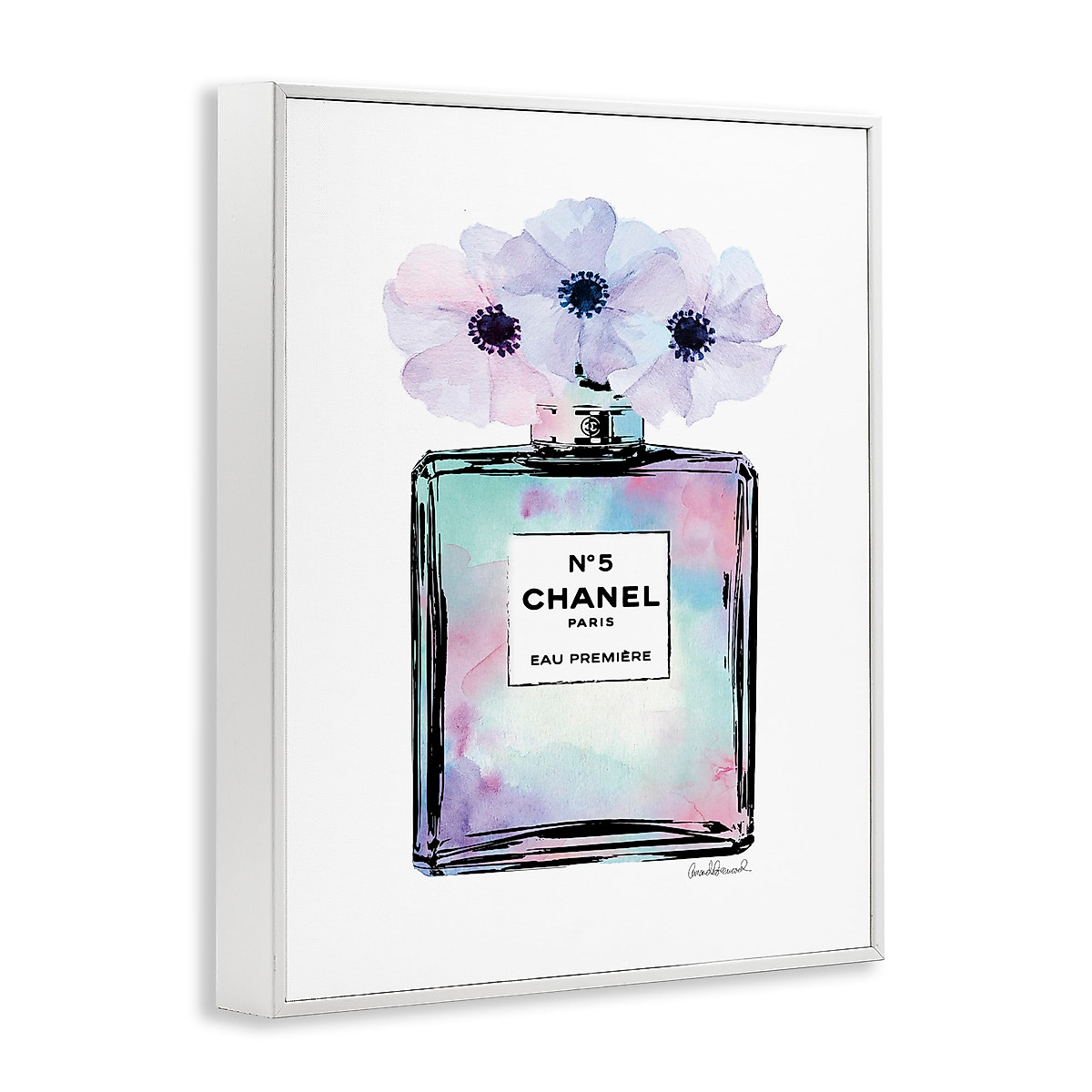 Stupell Industries Purple Flower Perfume Glam Fashion, Design by Amanda Greenwood White Framed Wall Art, 11 x 14, Blue,aa-536_wfr_11x14
