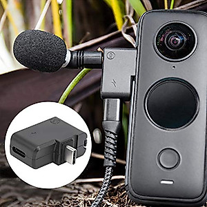 SALUTUY Camera Microphone Adapter, Charging Adapter Action Camera Mic Adapter Easy to Carry for Improve Video Sound Quality for ONE X2