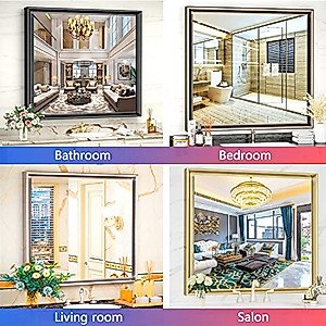 Vosuja36x36 Inch Bathroom Mirrors for Wall, Metal Framed Wall Mirrors with Non-Rusting Aluminum Alloy Metal Frame,Tempered Glass, Rectangle Wall Mounted Mirror (Horizontal/Vertical),Rose Gold