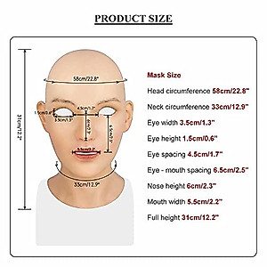 SHMCOFE Crossdressing Silicone Female Mask Headwear Mask For Crossdressers Cosplay Halloween Transgender