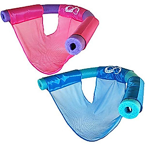 Bozactory Factory Pool Noodle Floating Chair - Comfortable Mesh Noodle Sling - Relaxing Lounge Seat - 2 Pack (Pink & Blue)